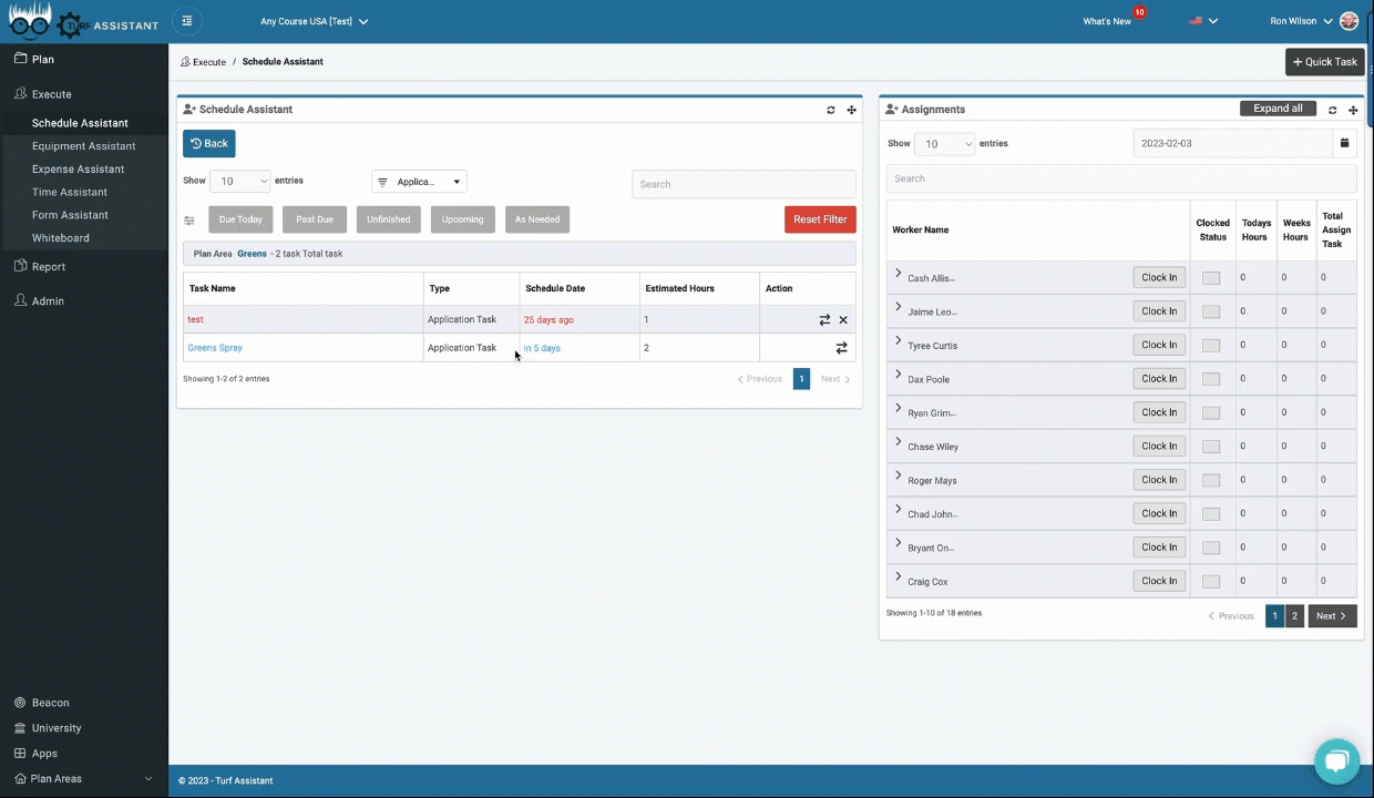 Scheduling Application Tasks in Turf Assistant